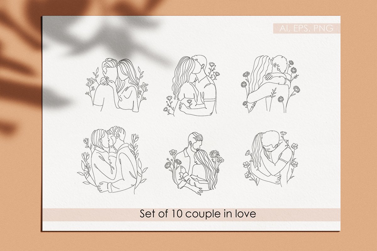 Couple in Love Line drawings
