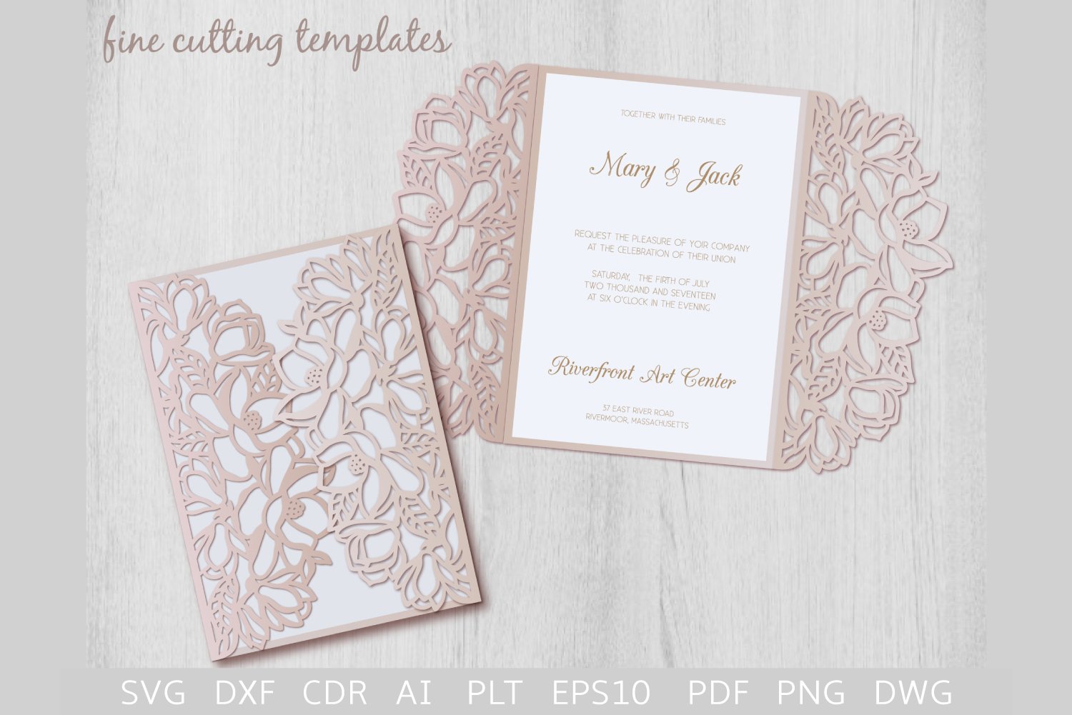 Magnolia Wedding Invitation SVG 5x7 Gate card template