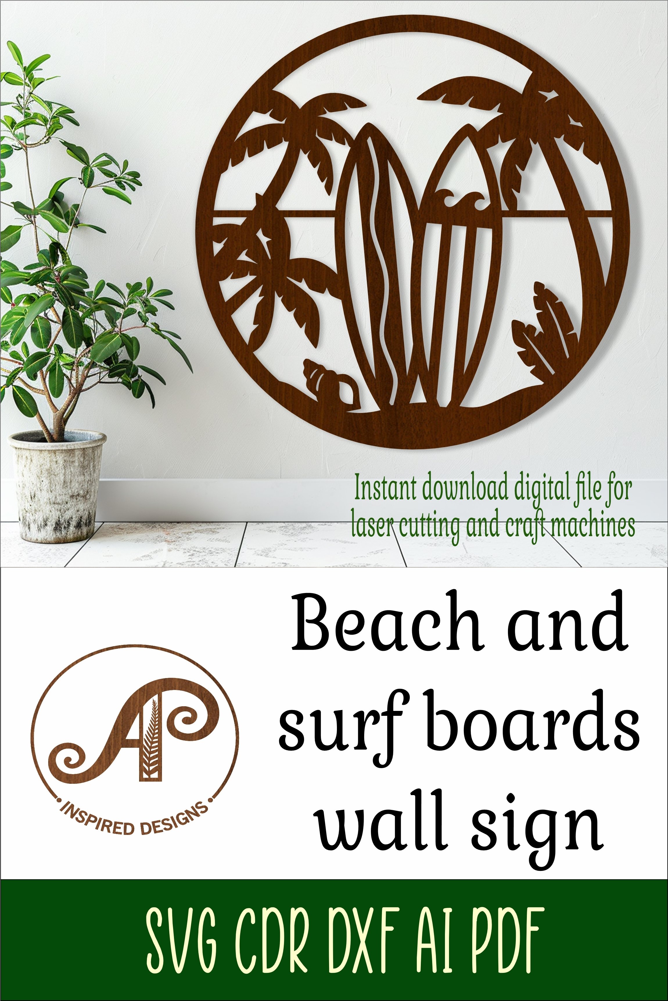 Surf boards beach wall art sign, SVG file