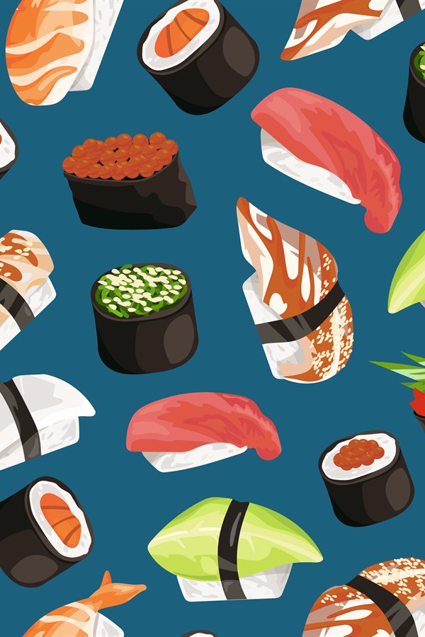 Vector cartoon sushi types pattern (815262)