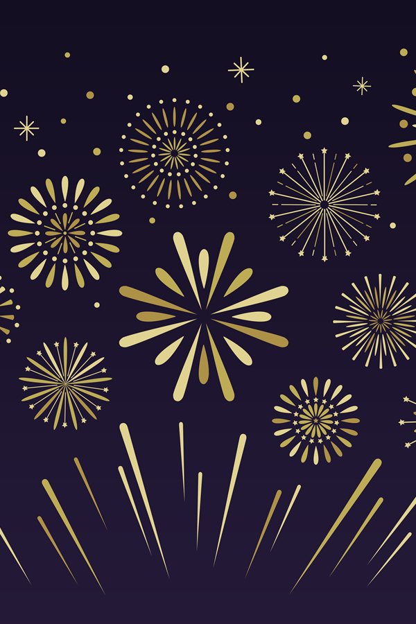 Gold festive fireworks. Christmas pyrotechnics firecracker v