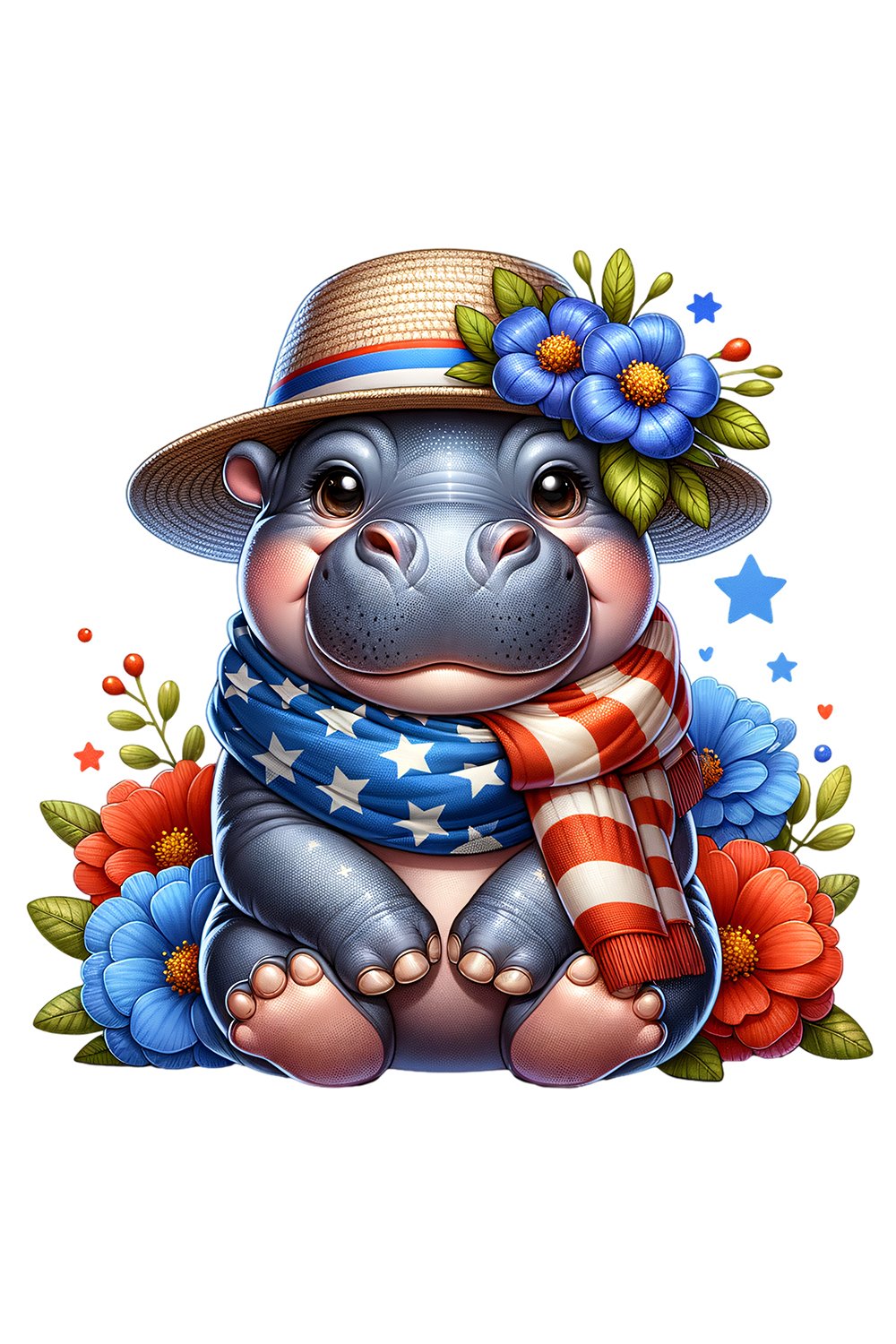 Hippo Clipart, USA Flag, Patriotic Clipart, 4th of (3678951)
