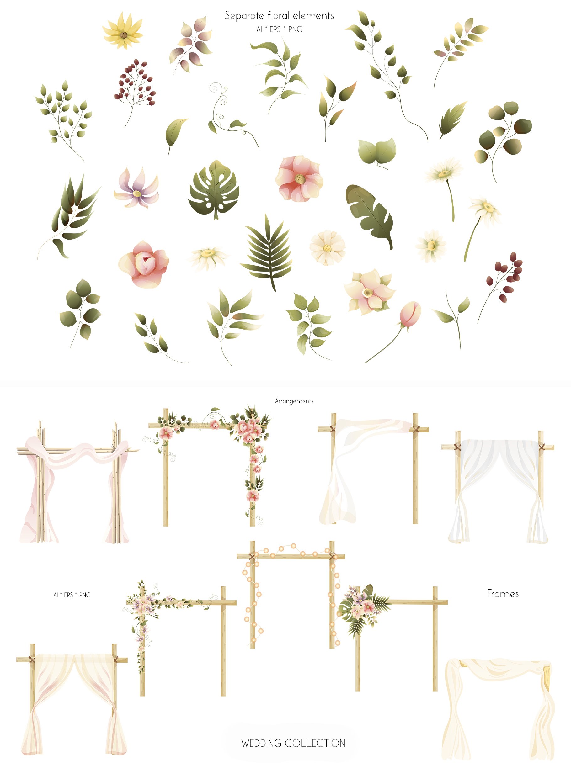 Save the Date. Wedding collection. Vector Bundle