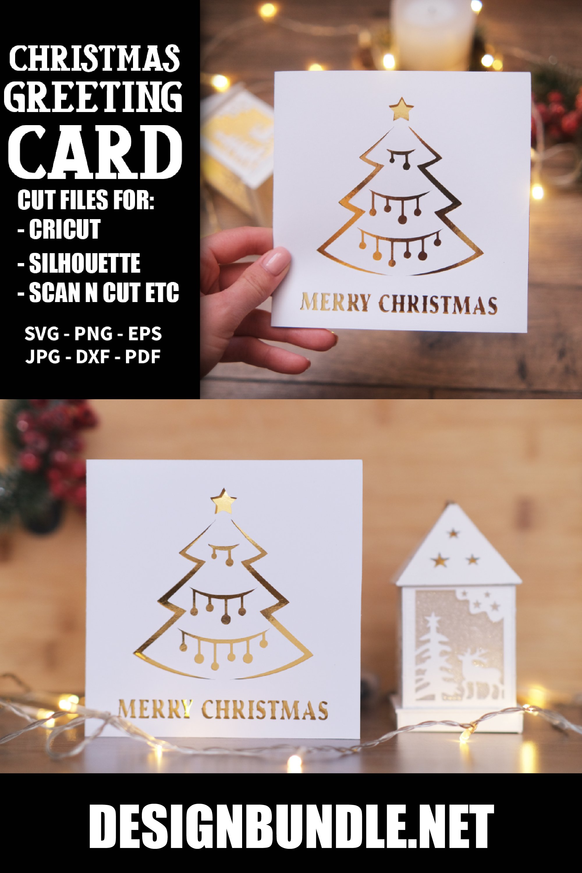 Christmas greeting card SVG template,Merry (1549472)
