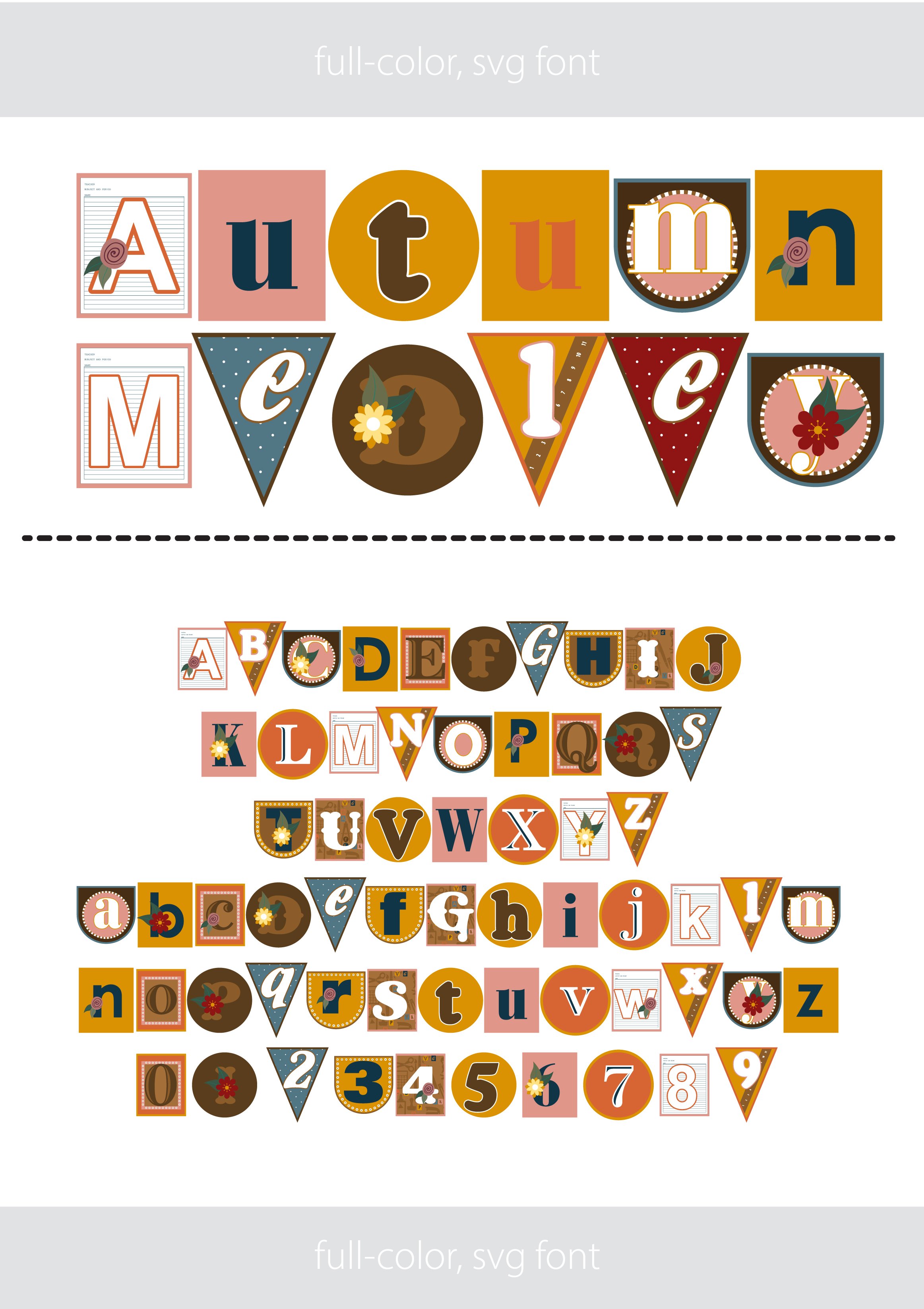 Full Color SVG Font great for autumn