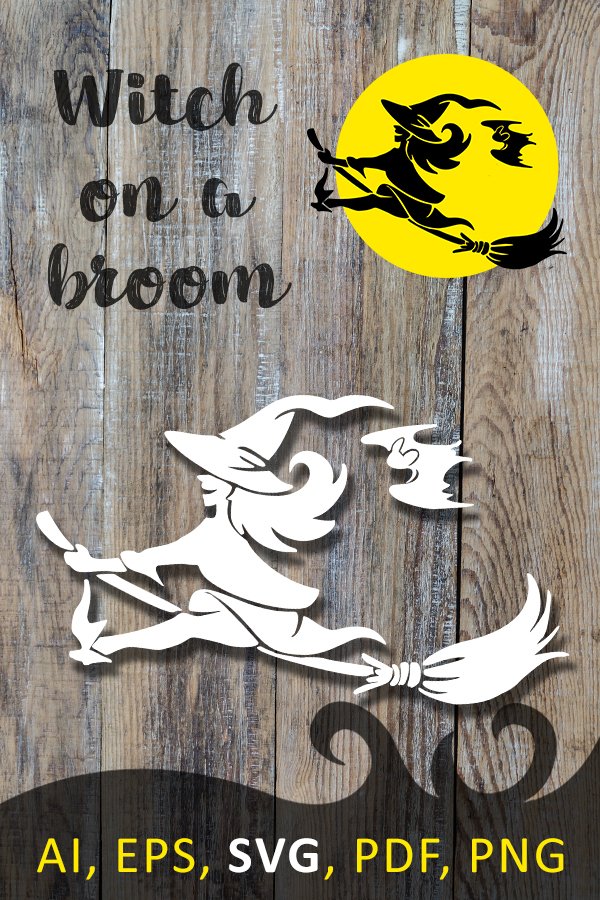 Witch on the broom. Halloween illustration