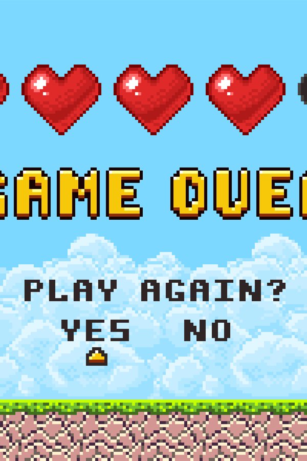 Game over pixel art arcade game screen vector illustration