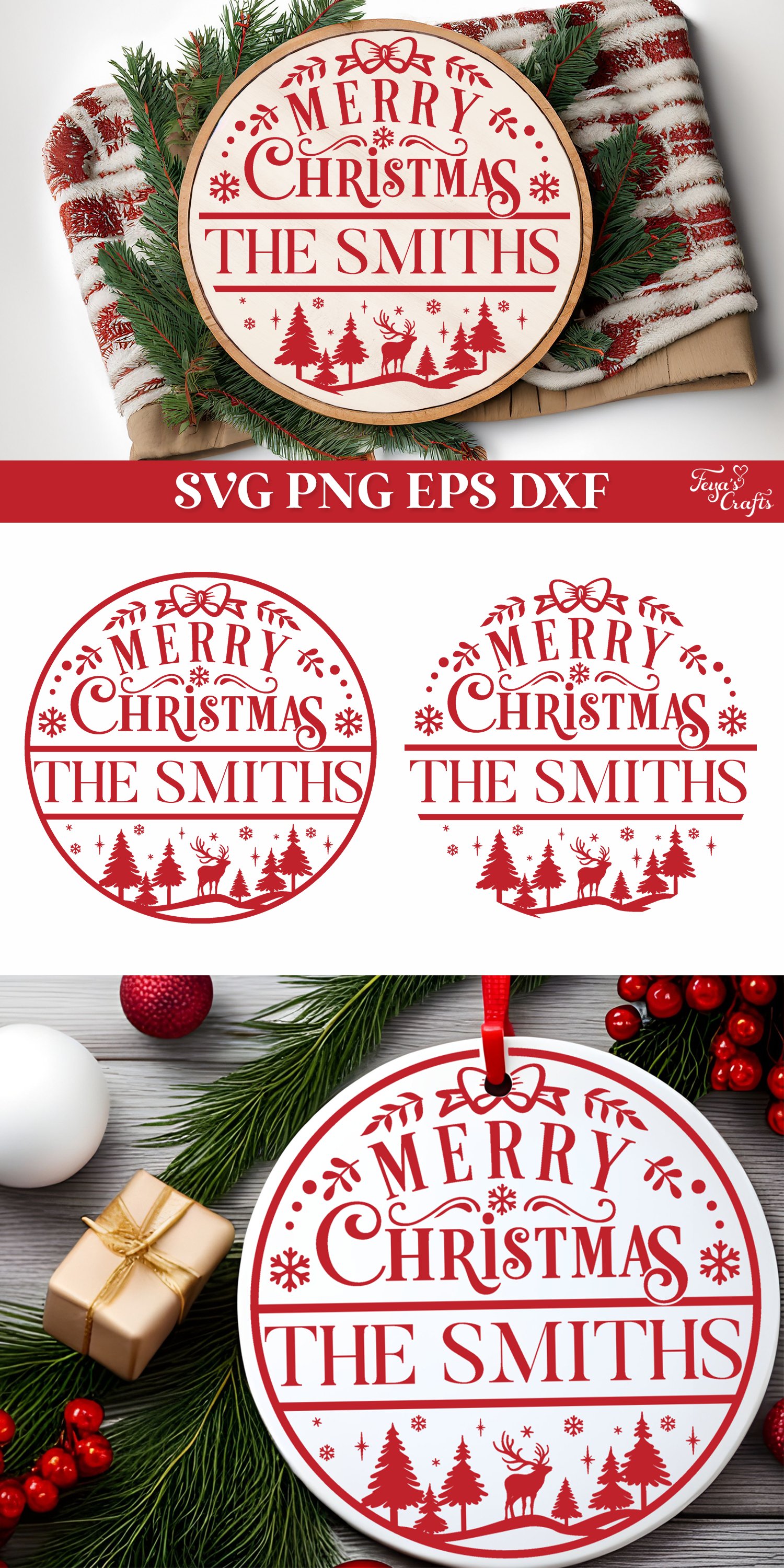 Christmas Family Name Sign SVG Cut File