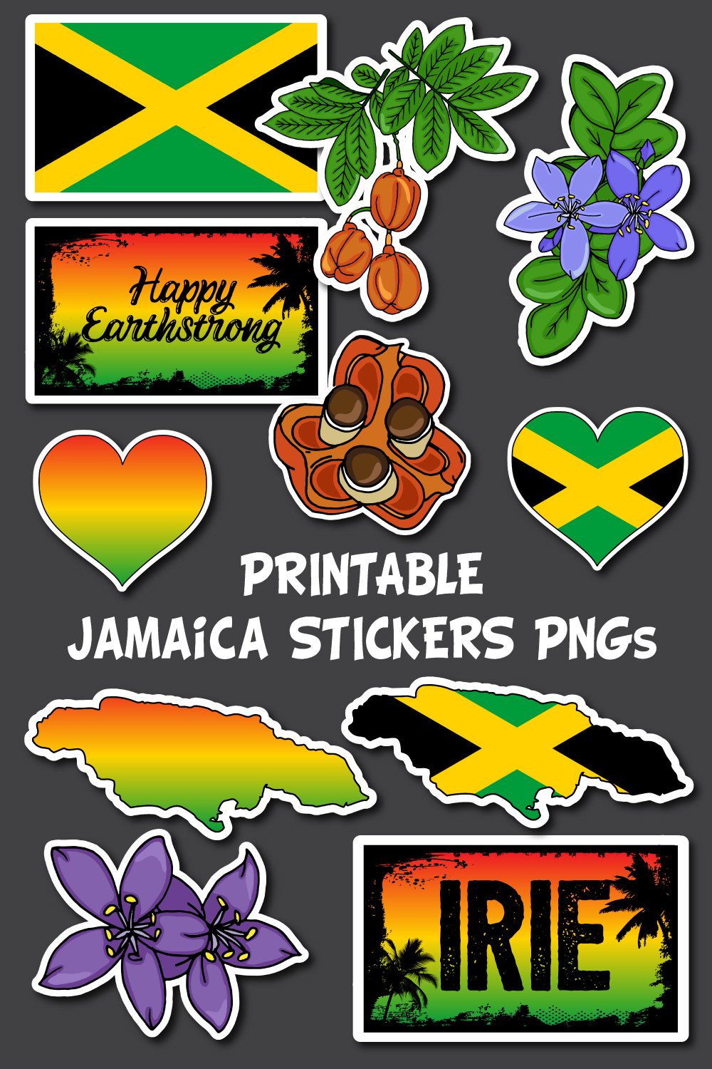 Jamaica Flag Stickers | Rasta Jamaica Digital Stickers Pack