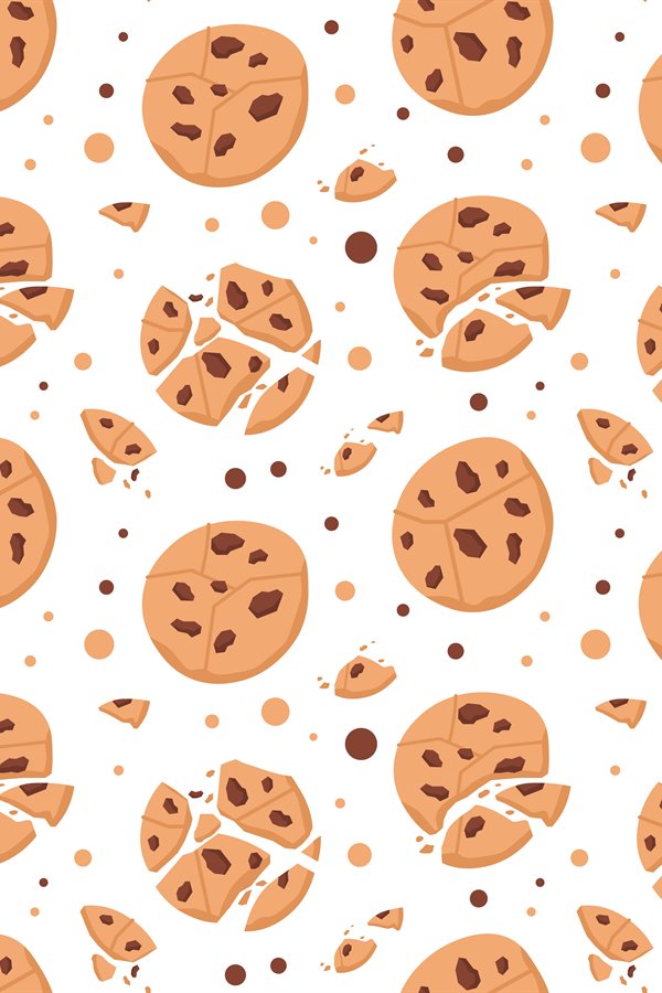 Chocolate cookies pattern. Cartoon seamless texture of sweet