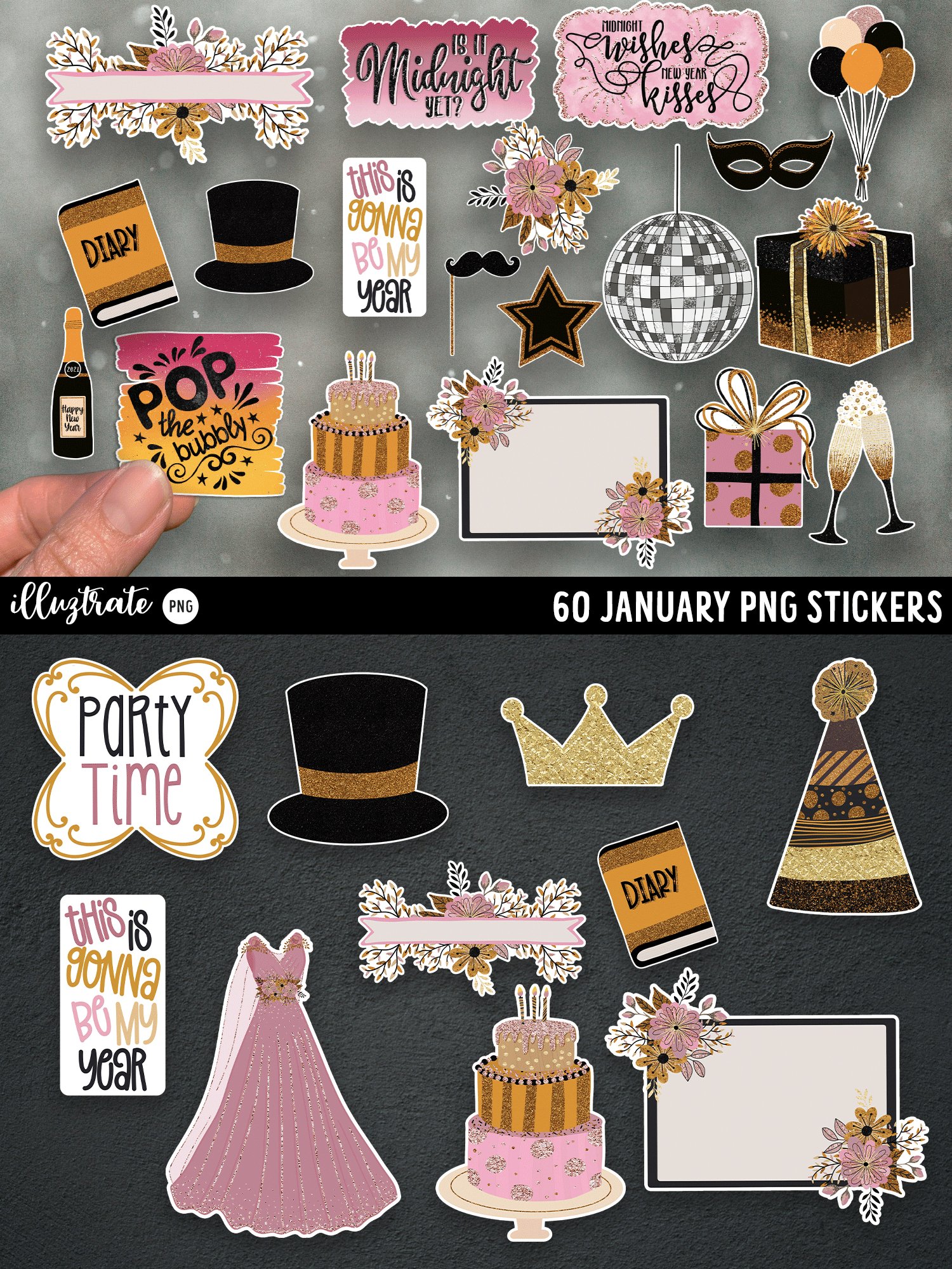 January Stickers for Cricut