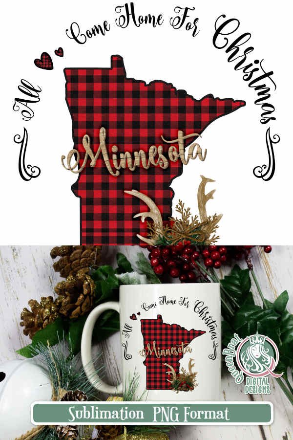 Minnesota Plaid Christmas State Sublimation