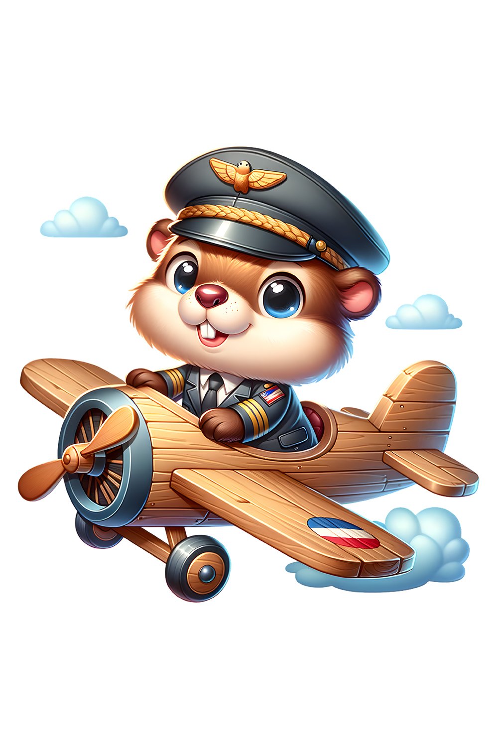 Beaver Riding on the Plane PNG Sublimation Clipart