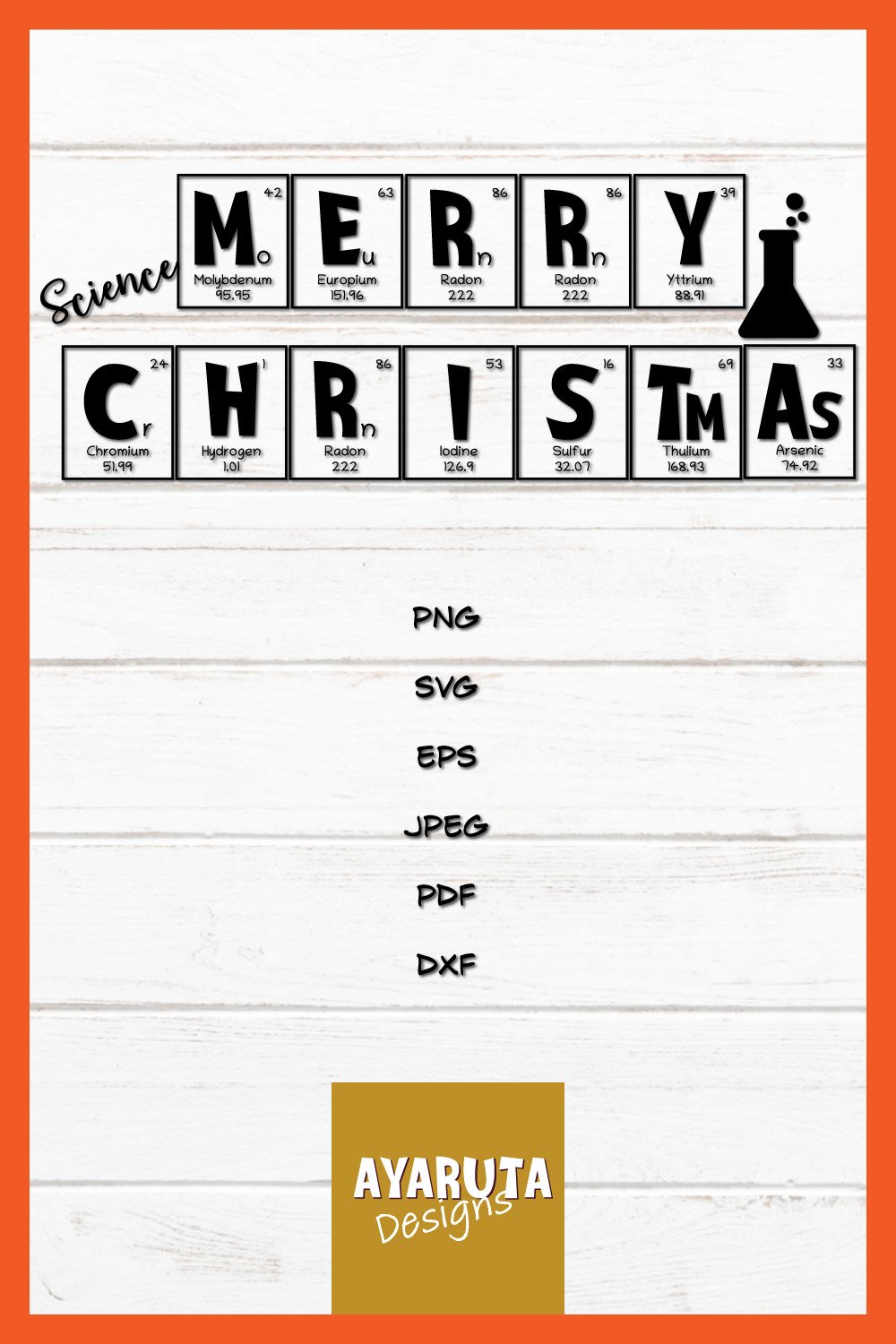 Periodic Table Christmas SVG Art, Science Chemistry Elements