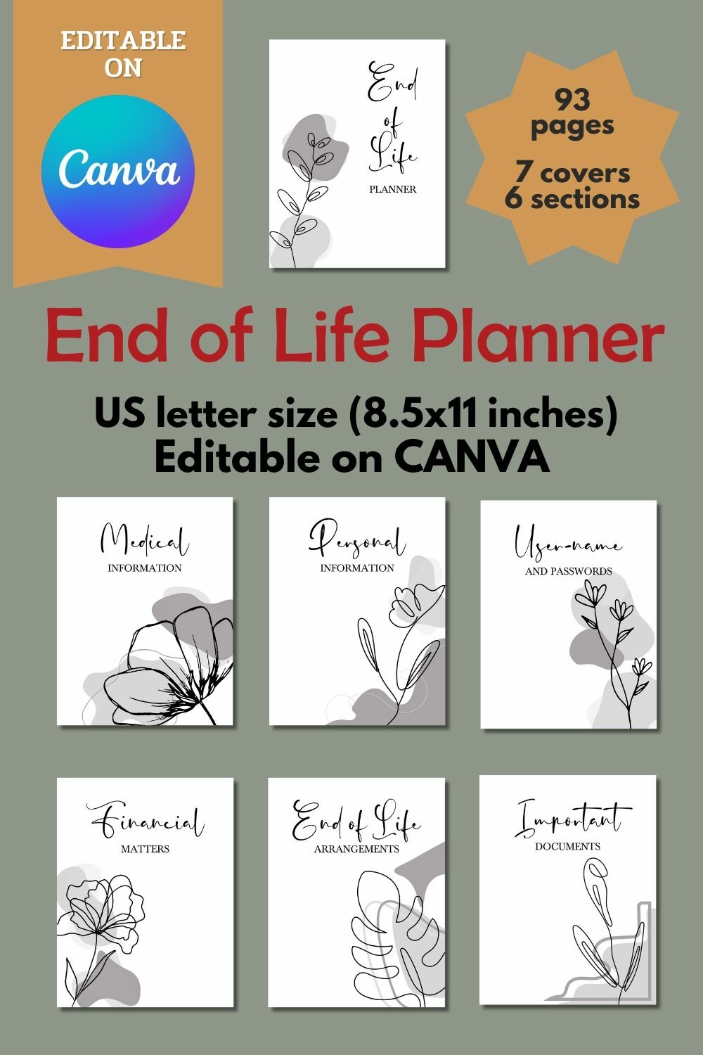 End of Life Planner - Canva Template
