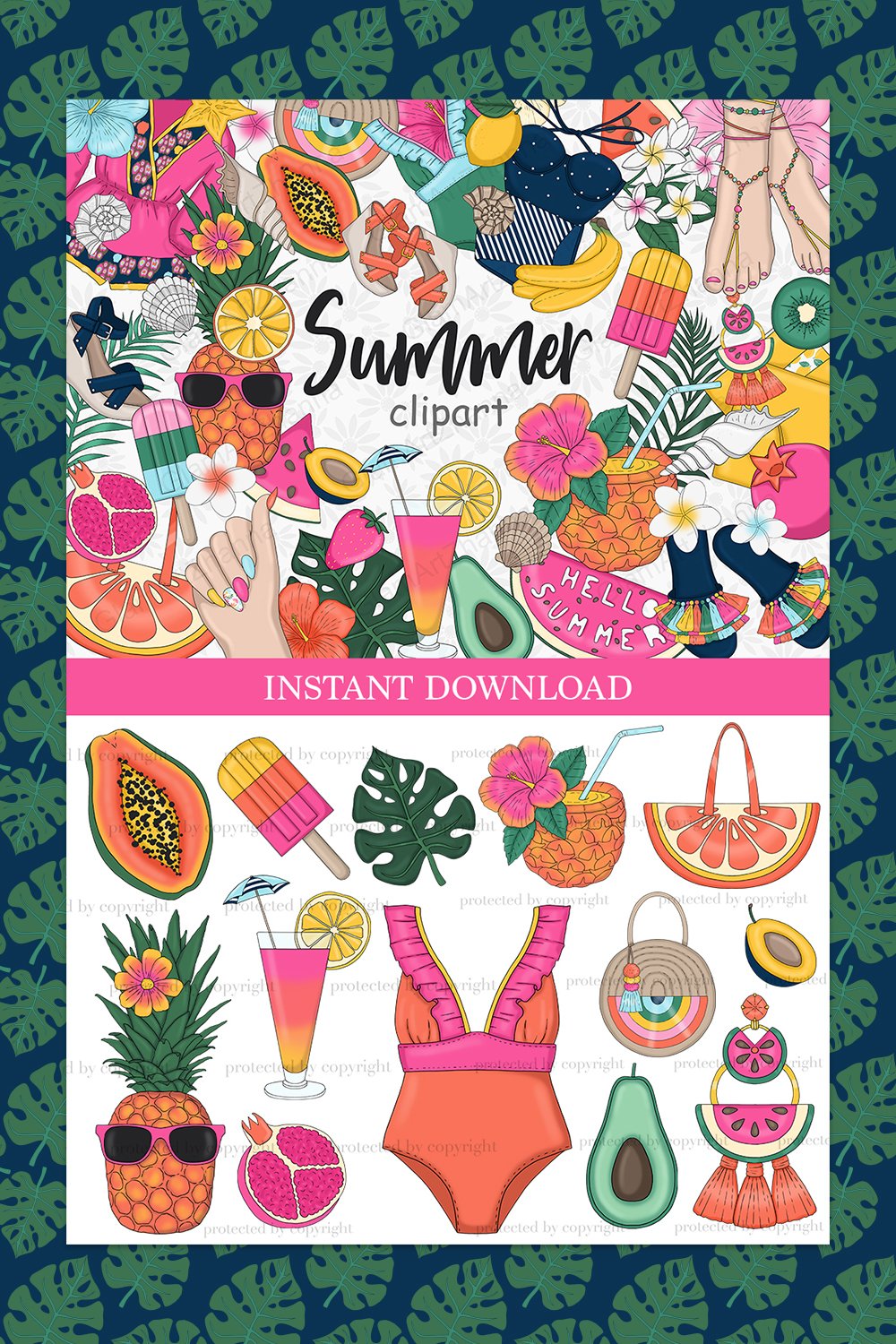 Summer Clip Art Bundle | Bright Planner Graphics