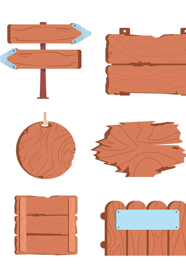 Cartoon wood signboard. Sign board frame banner (881076)