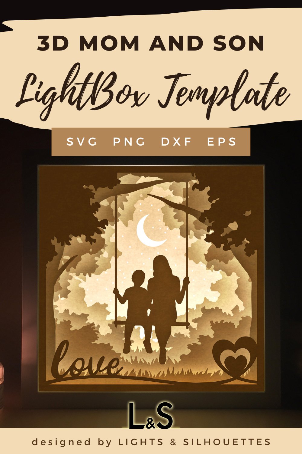 Mother and Son Light Box Svg | Mother's Day Shadow Box