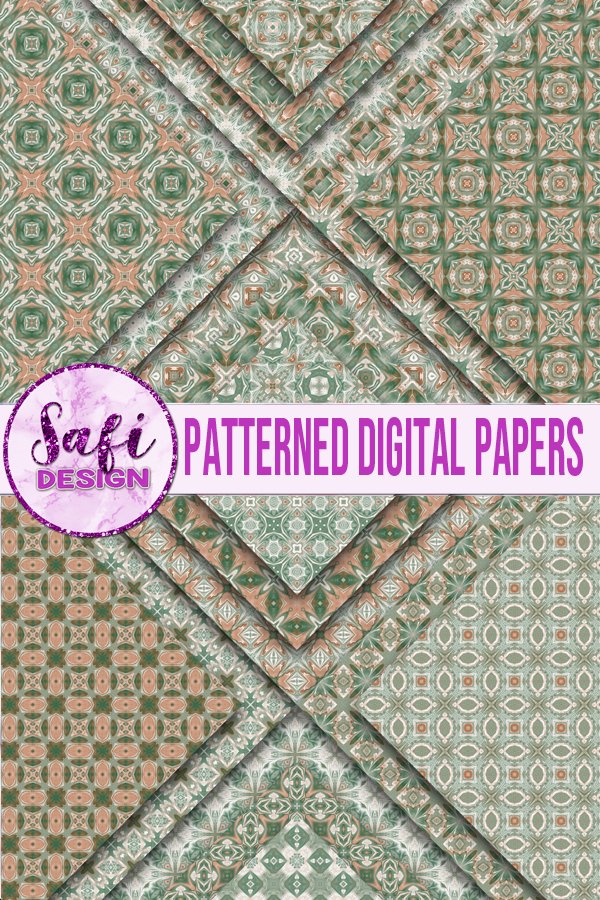 Brown and Forest Green Seamless Digital Paper Patterns