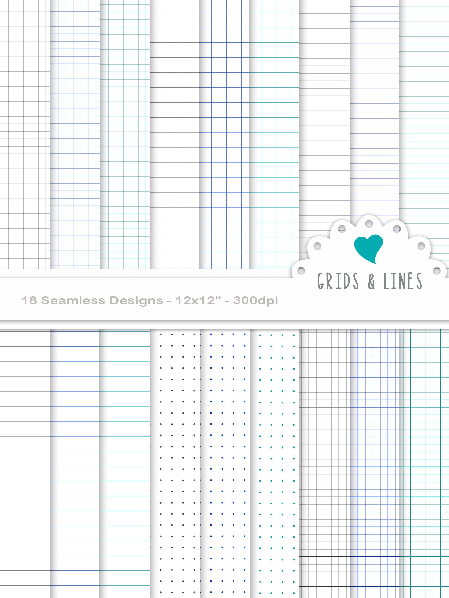 Grids and lines, seamless paper pattern, scrapbook (1967838)