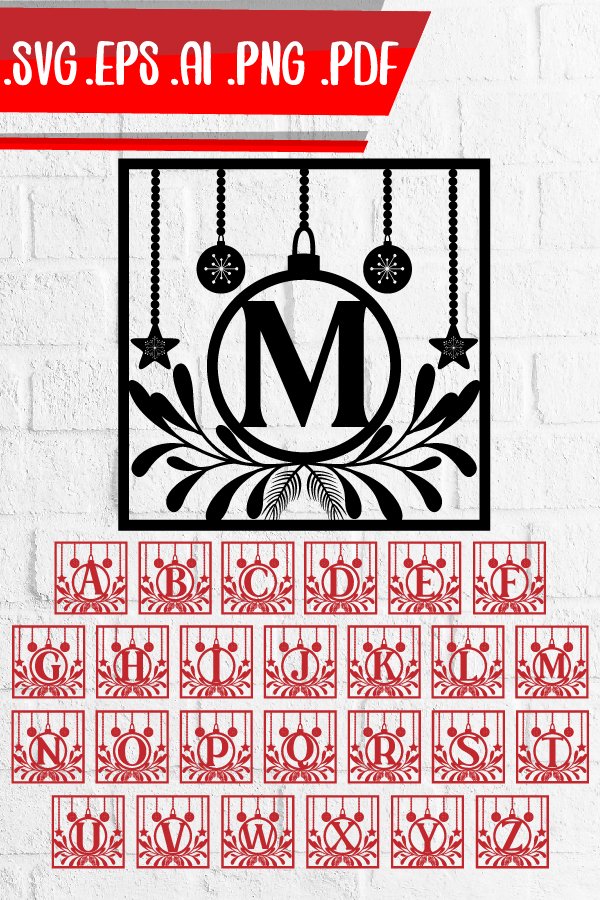 Christmas Ball Alphabet A-Z Svg Eps Ai Png Pdf