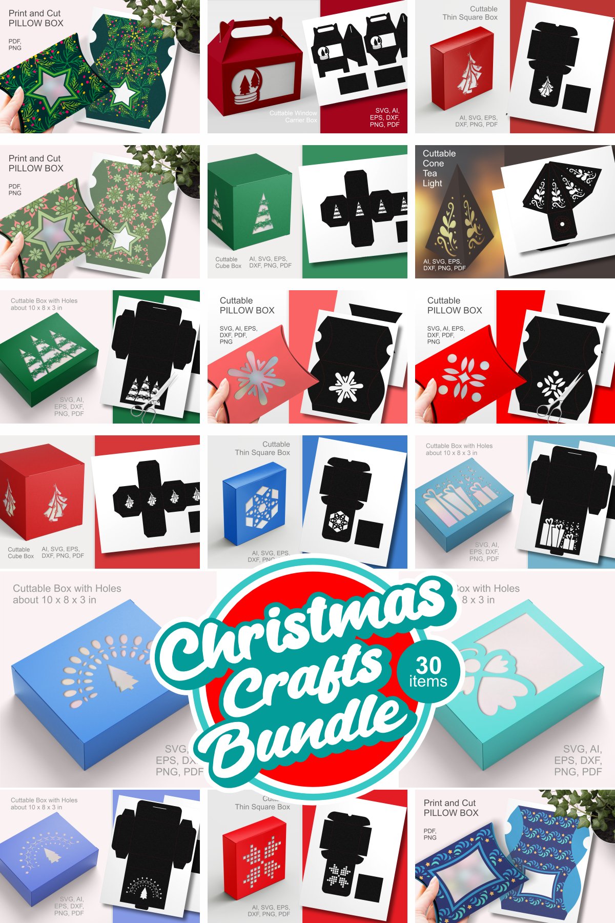 Christmas Crafts Bundle 3 - Paper Cut Bundle of 30 Templates