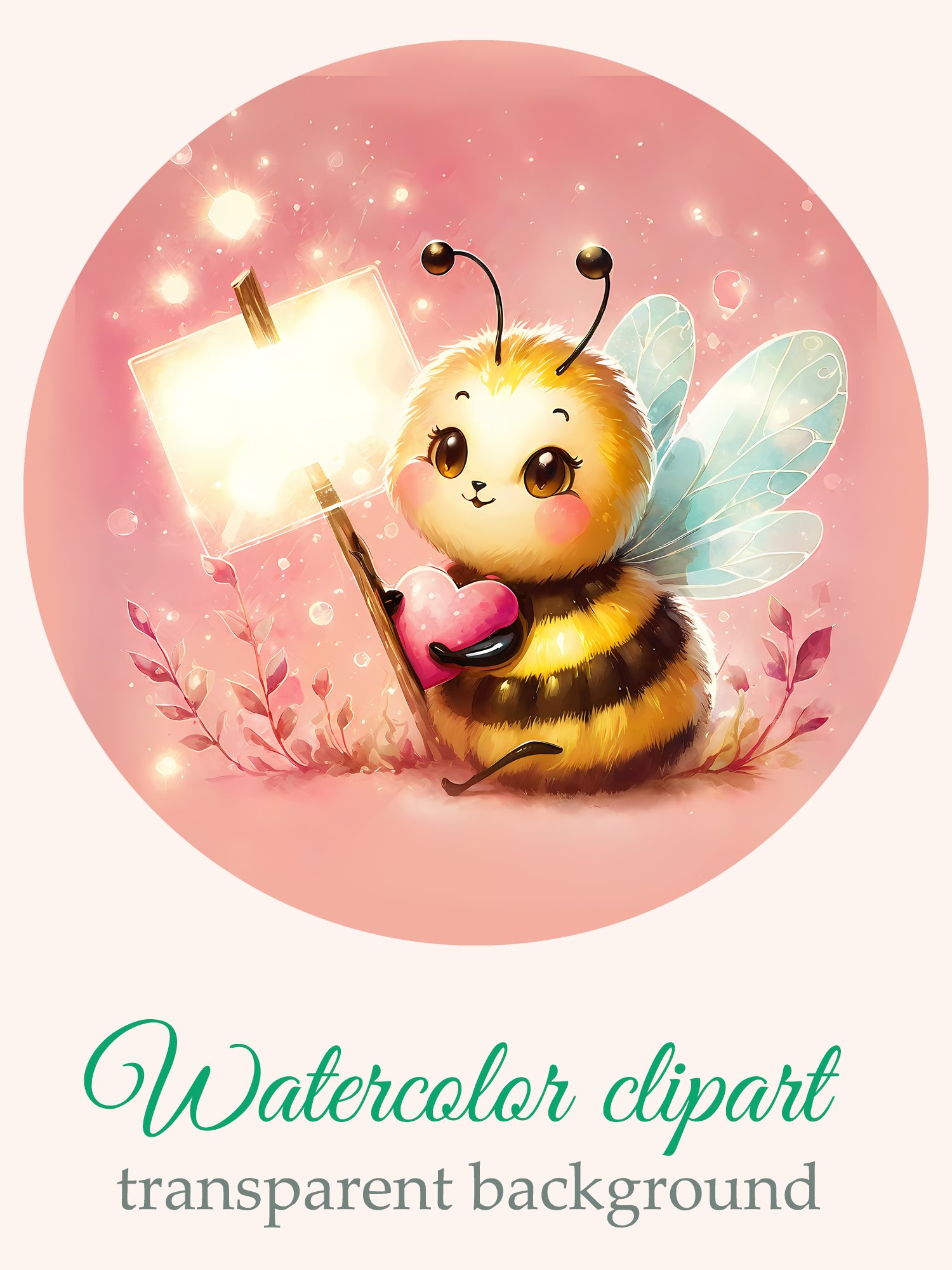 Watercolor Spring Bee Clipart, Bee watercolor painting, PNG,