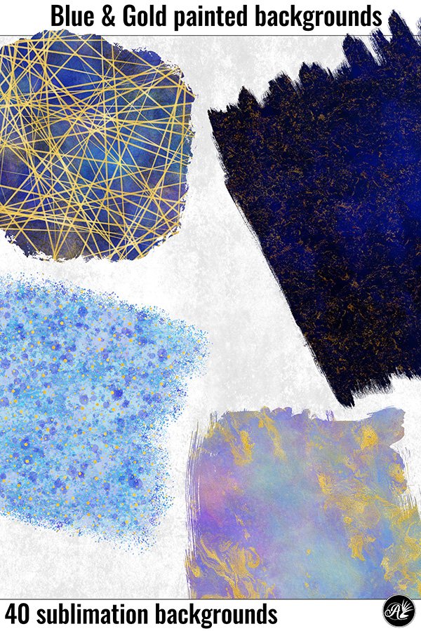 Blue and Gold paint sublimation backgrounds bundle