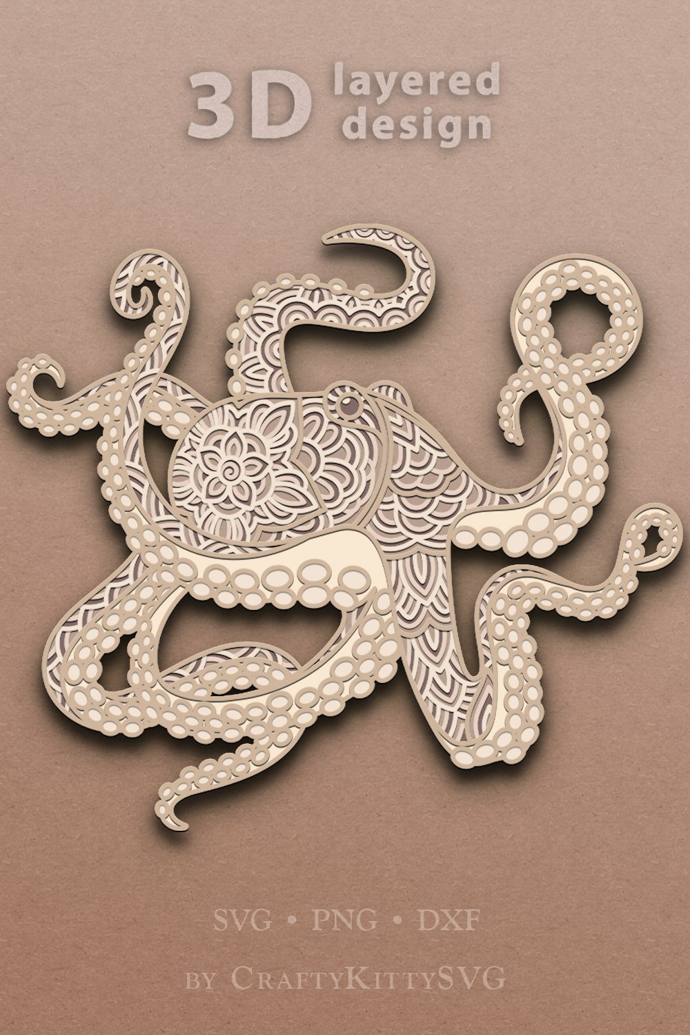 Octopus SVG, Octopus Layered Mandala SVG, Octopus Laser file