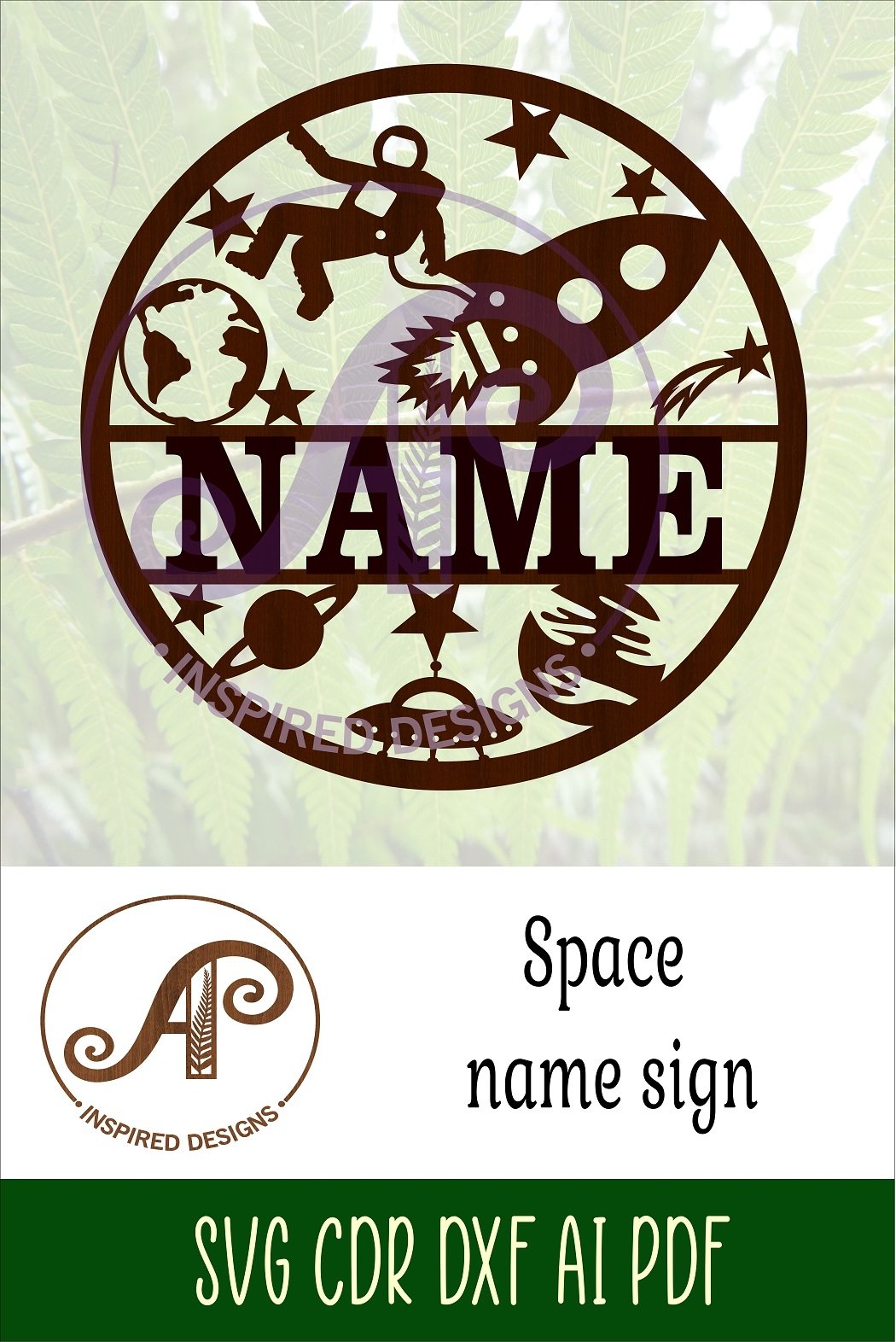 Space name sign svg laser cut template