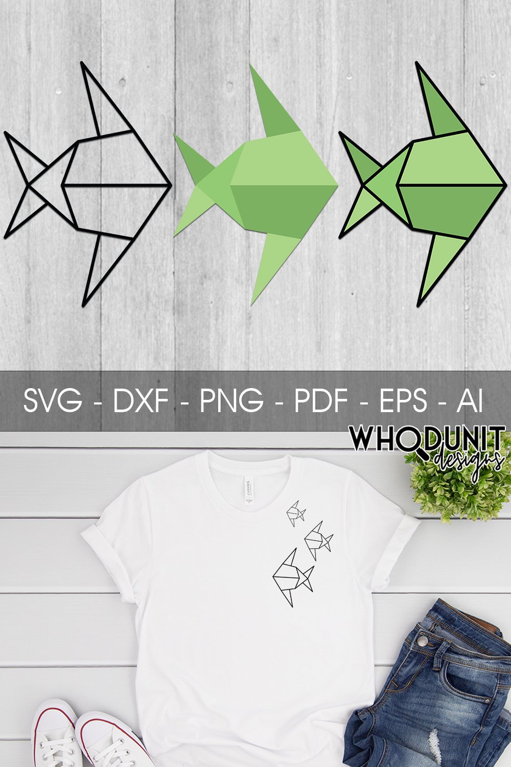 Origami SVG | Geometric Fish cut file