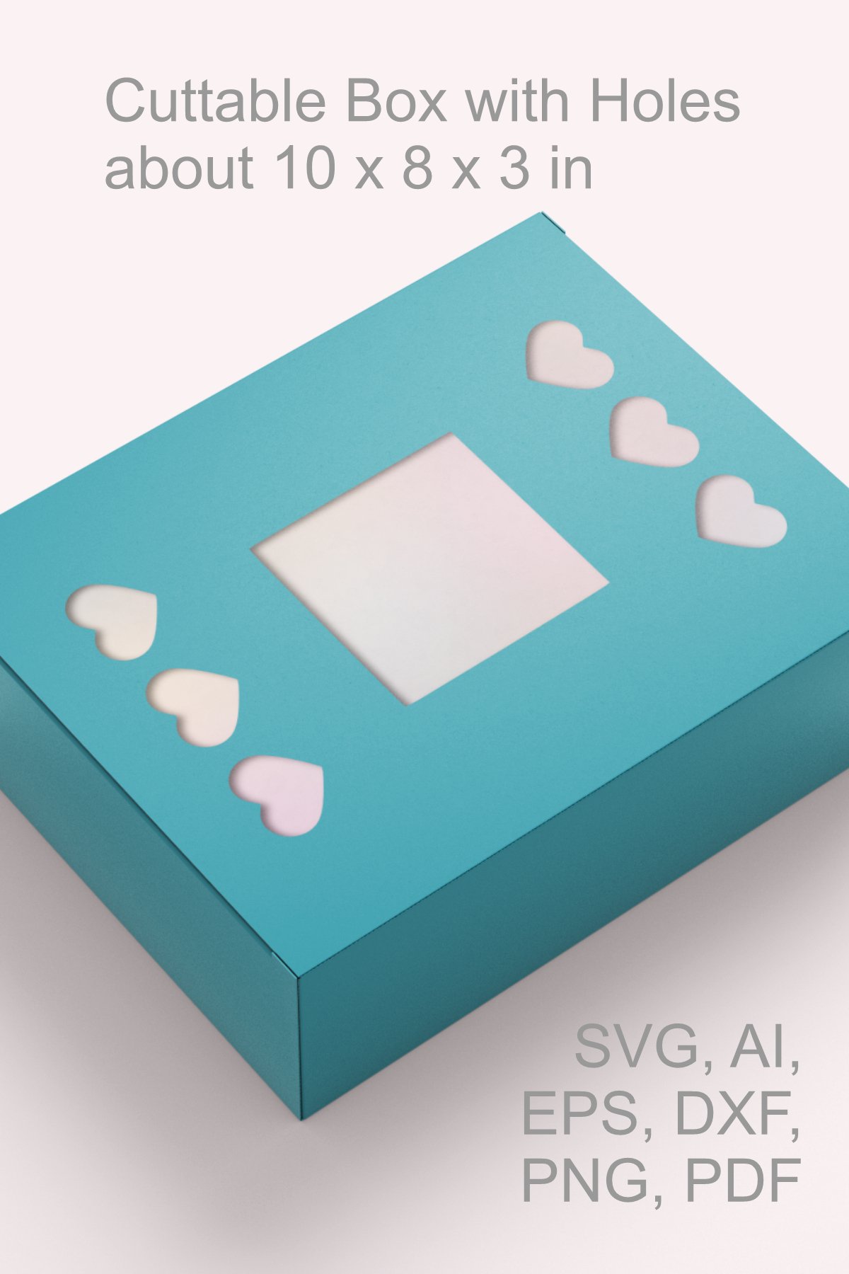 Square n Hearts Window Rectangular Display Box Template SVG