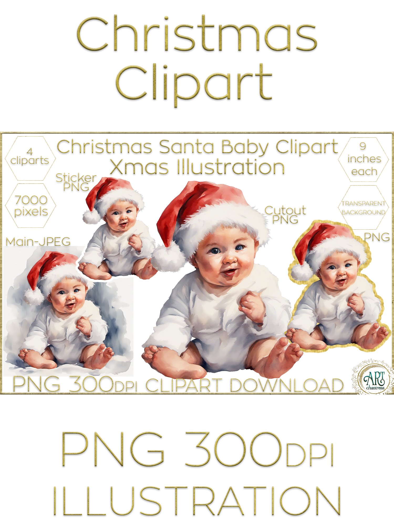 Christmas Santa Baby Clipart Watercolor Baby clip (2945204)