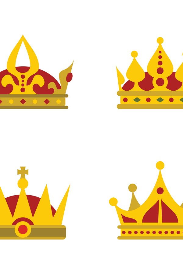Color crown icons on white background