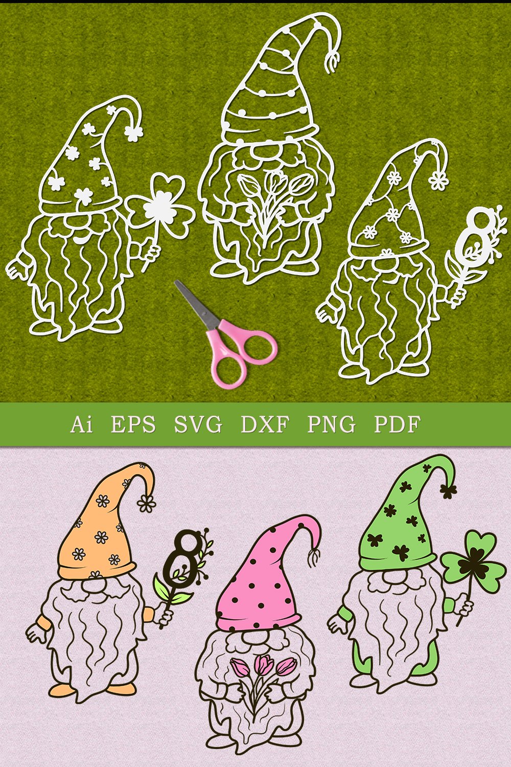 Spring gnomes. Cutting template