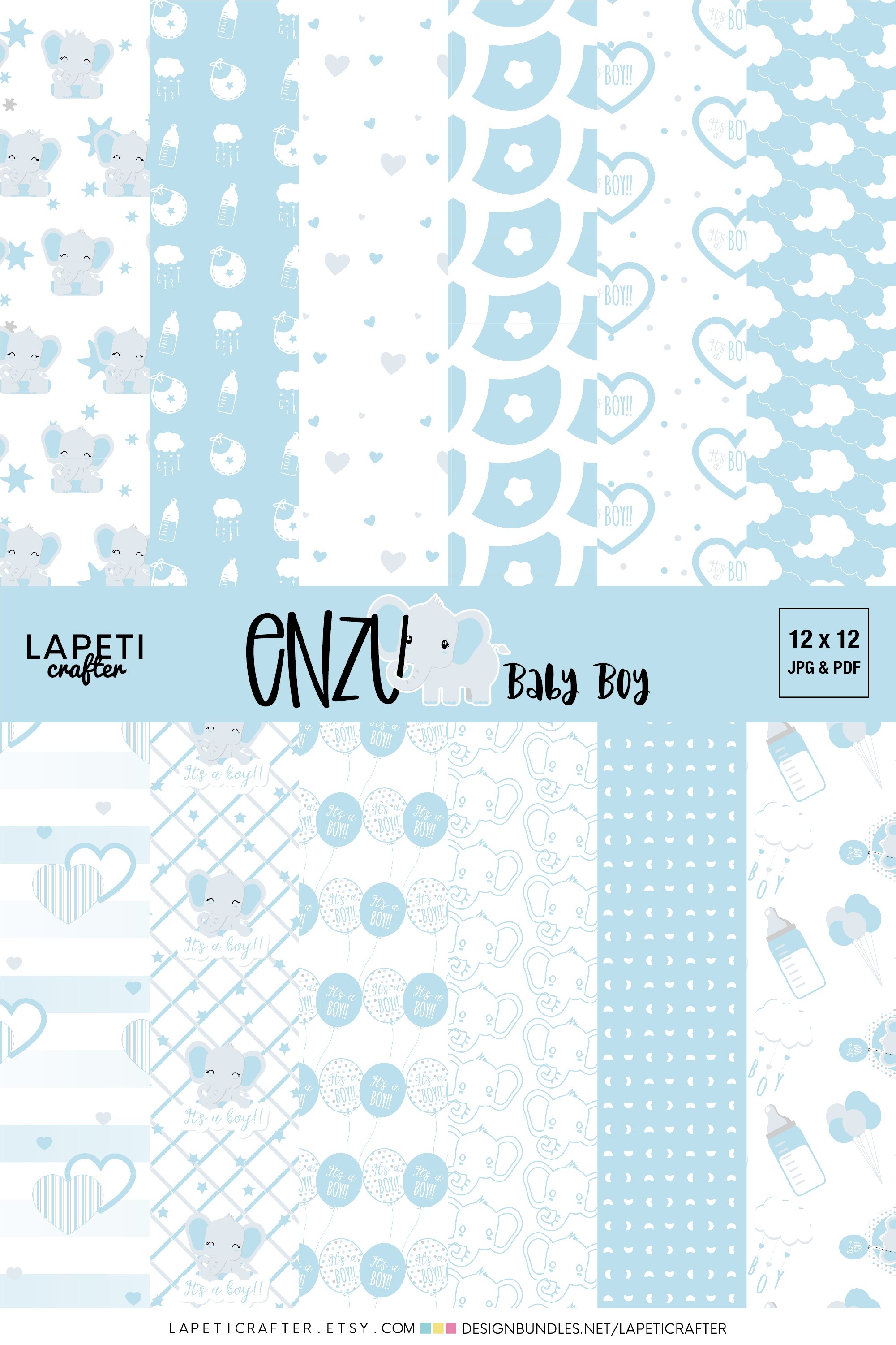 BABY ELEPHANT Digital scrapbooking paper collection