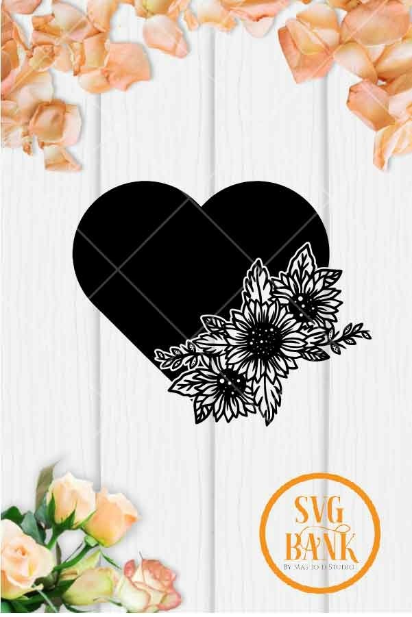 Sunflower heart SVG, Sunflower Love SVG