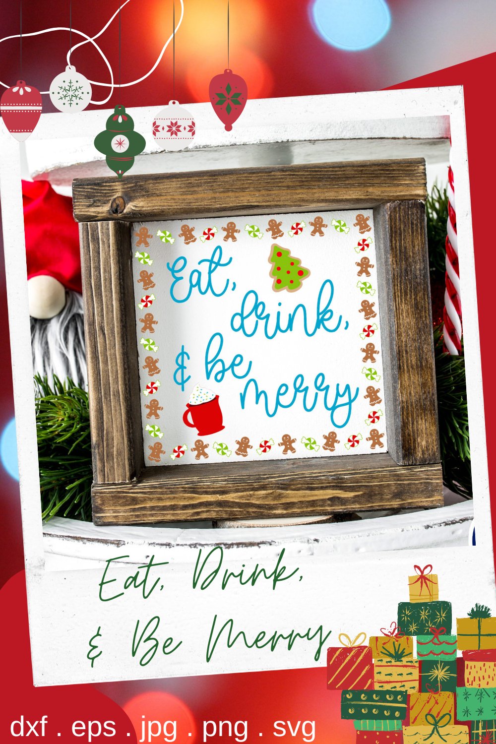 Eat Drink And Be Merry Christmas Farmhouse Sign Svg