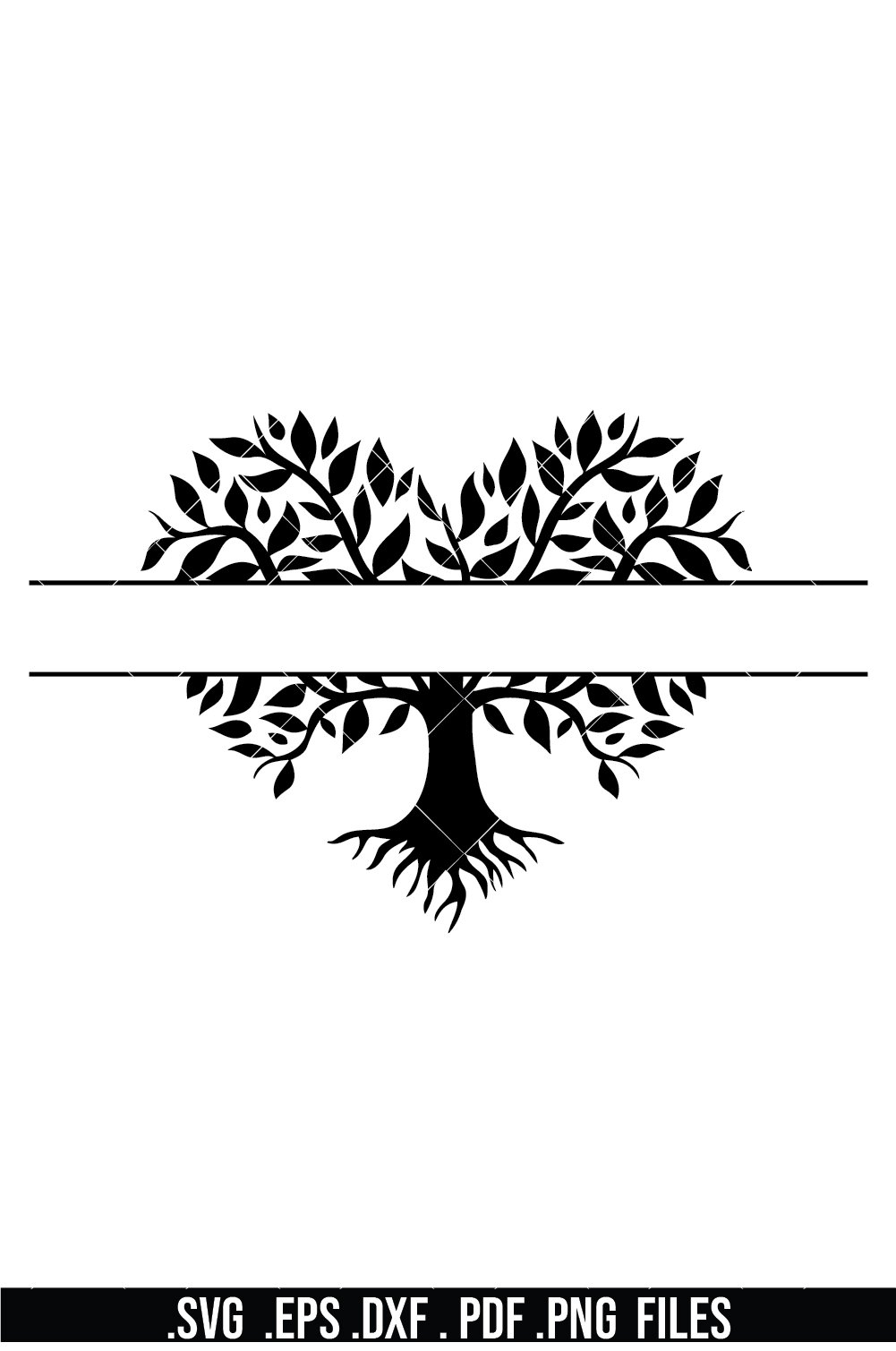 Heart Tree Split Family Name or Monogram SVG, Tree of Life