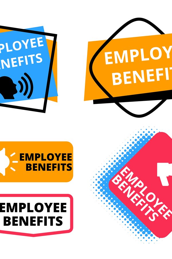 Employee benefits labels. Announcement for new workers, posi