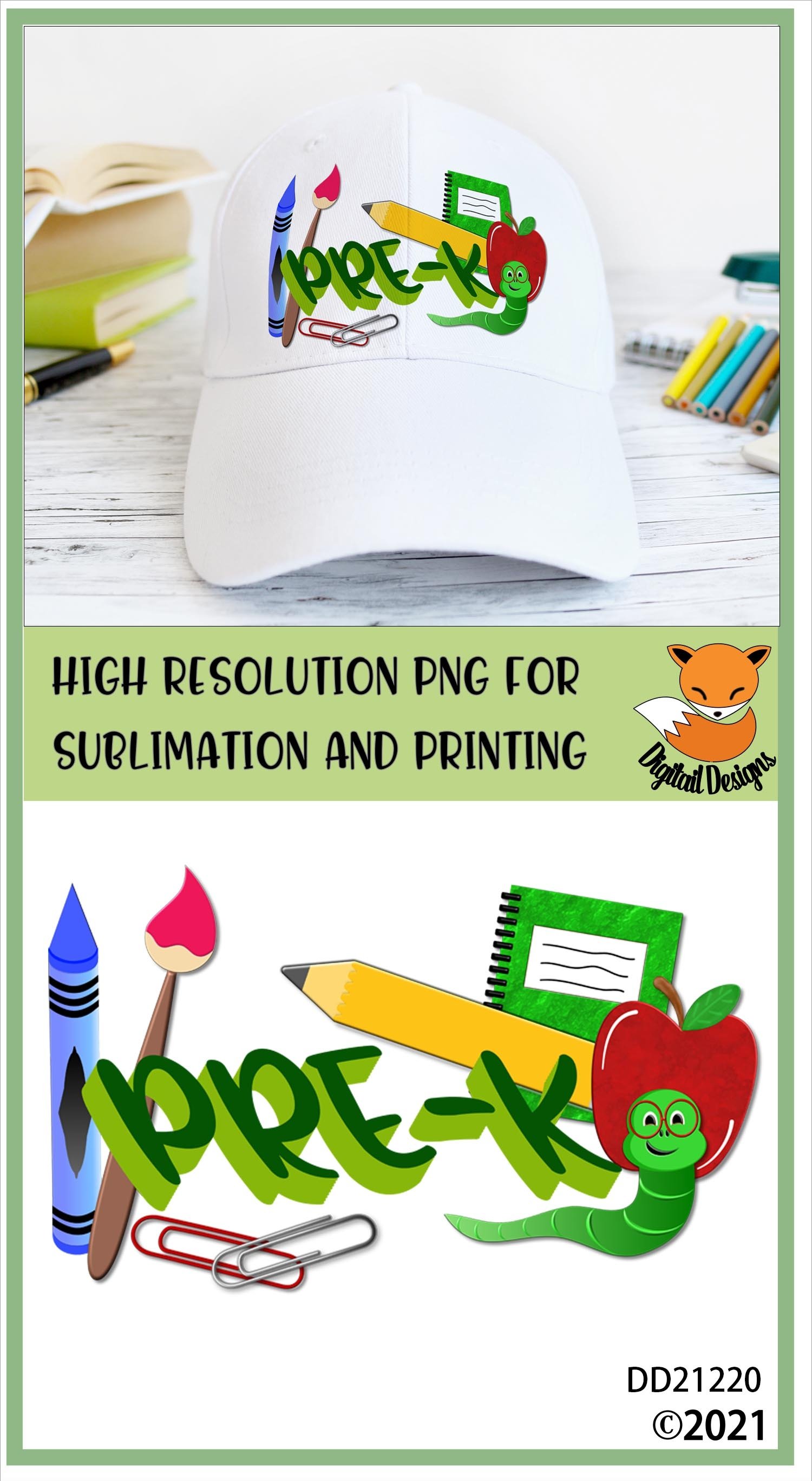 Back to School Pre-K Sublimation Design