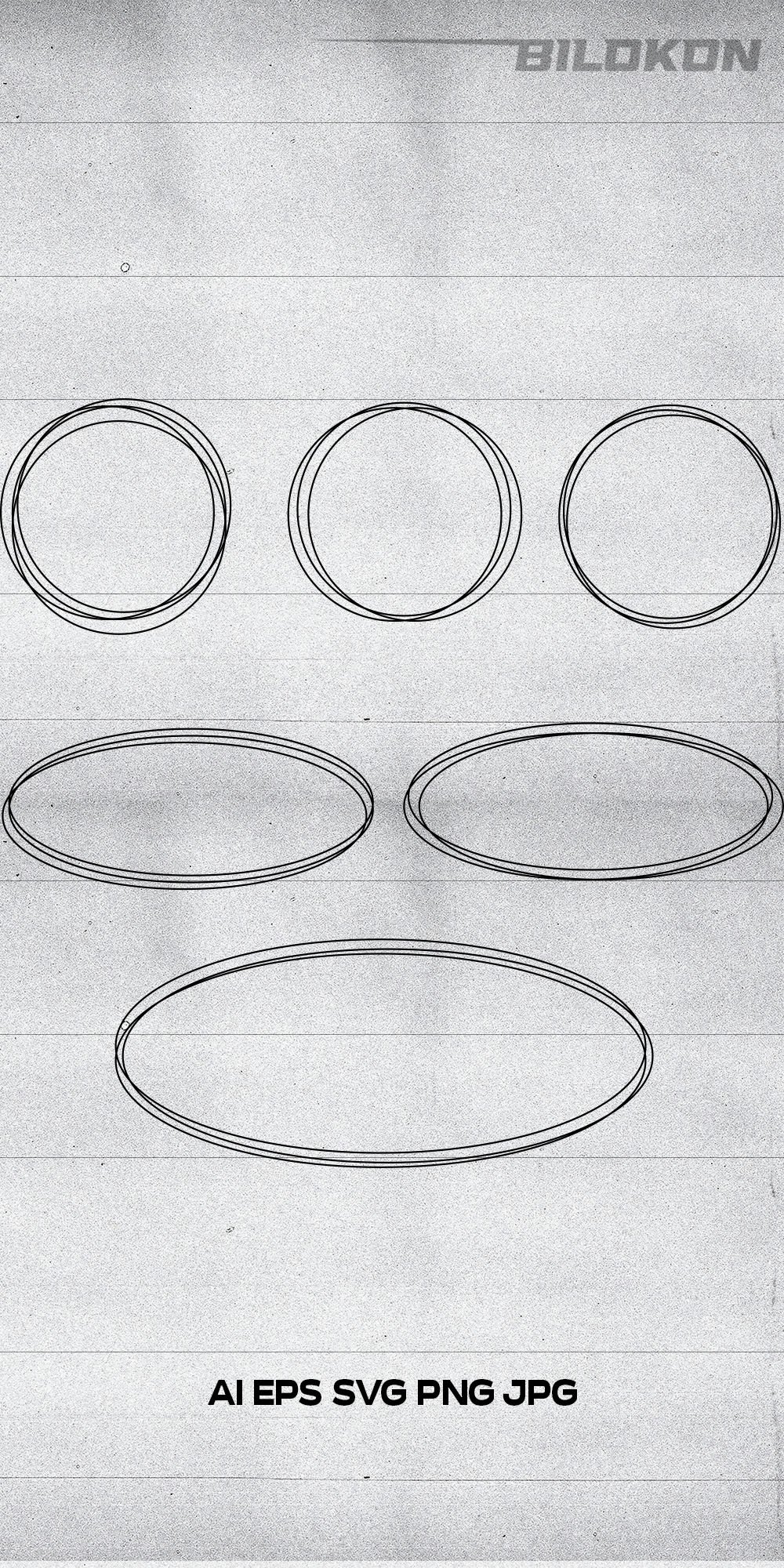 Double Circle Frame set, shape lines, SVG Vector