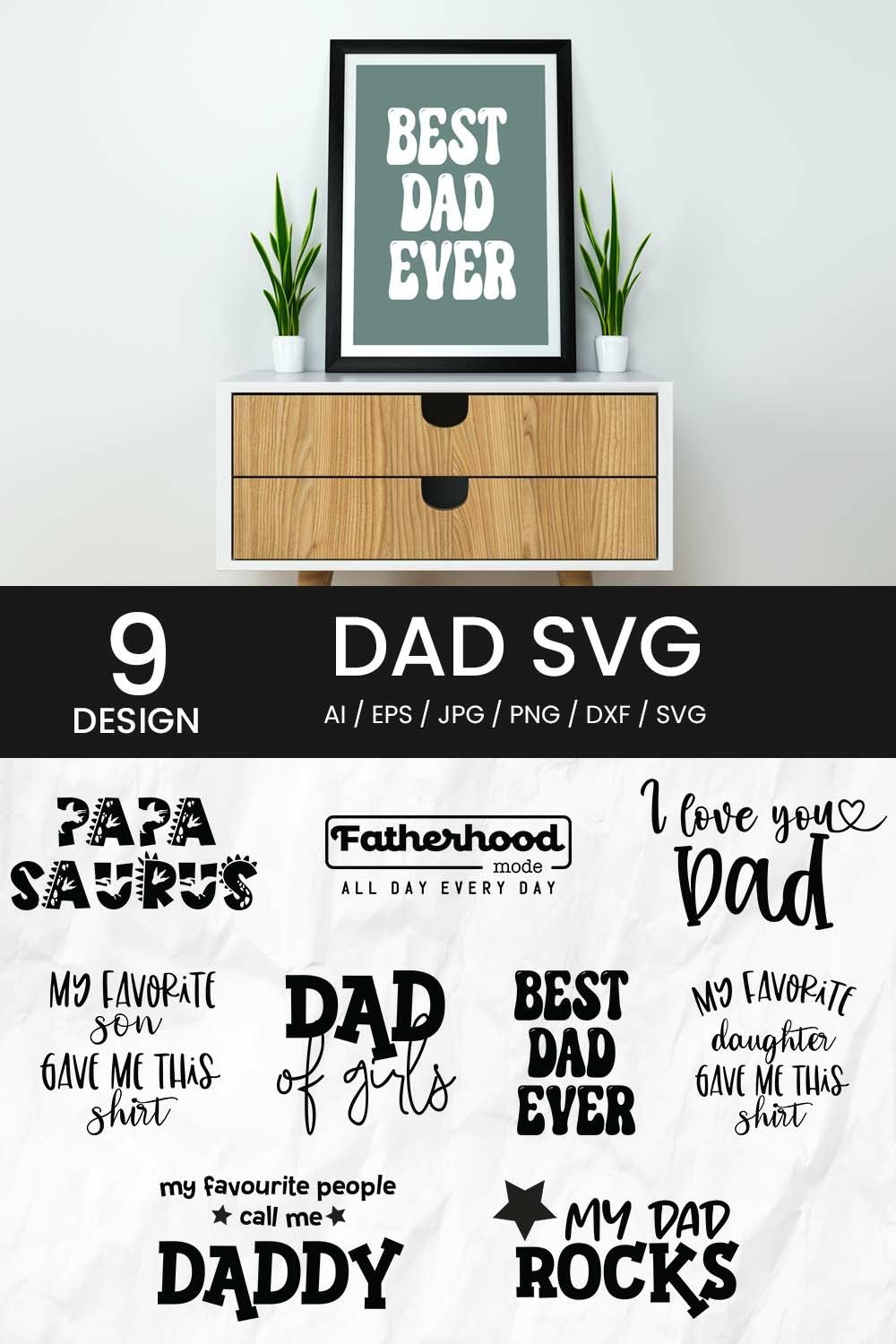 Dad SVG Bundle with 9 Variations