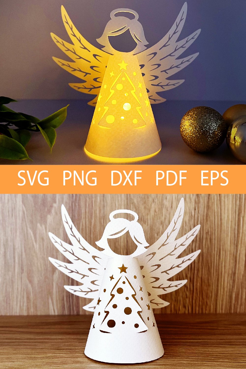Christmas lantern svg, christmas angel paper lantern