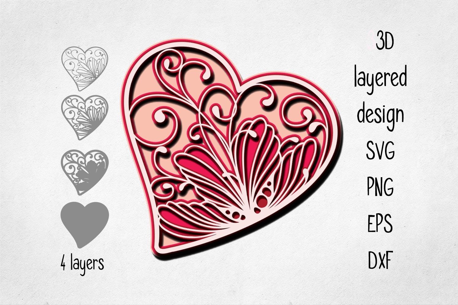 3D layered Heart Cut file (1140019)