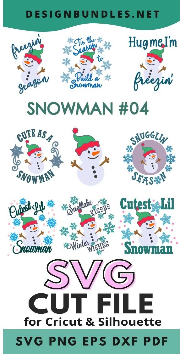 SNOWMAN WITH CUTE SAYINGS WINTER Bundle #04 SVG CUT FILE