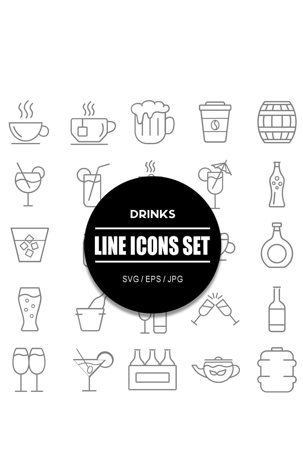 Drinks Beverage Line Icons Set