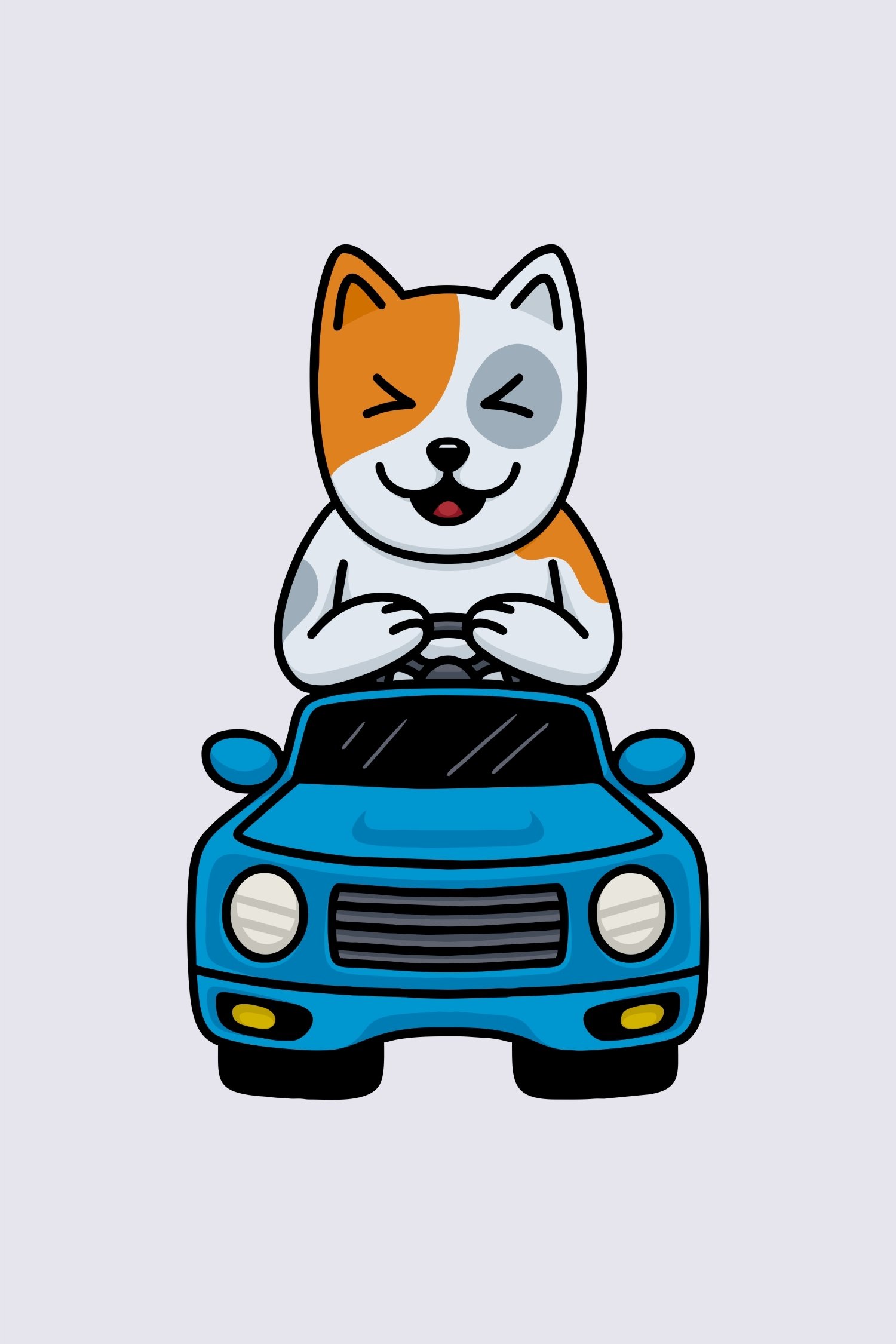 Shiba Inu playing Car Vector Illustrations for T-Shirt art