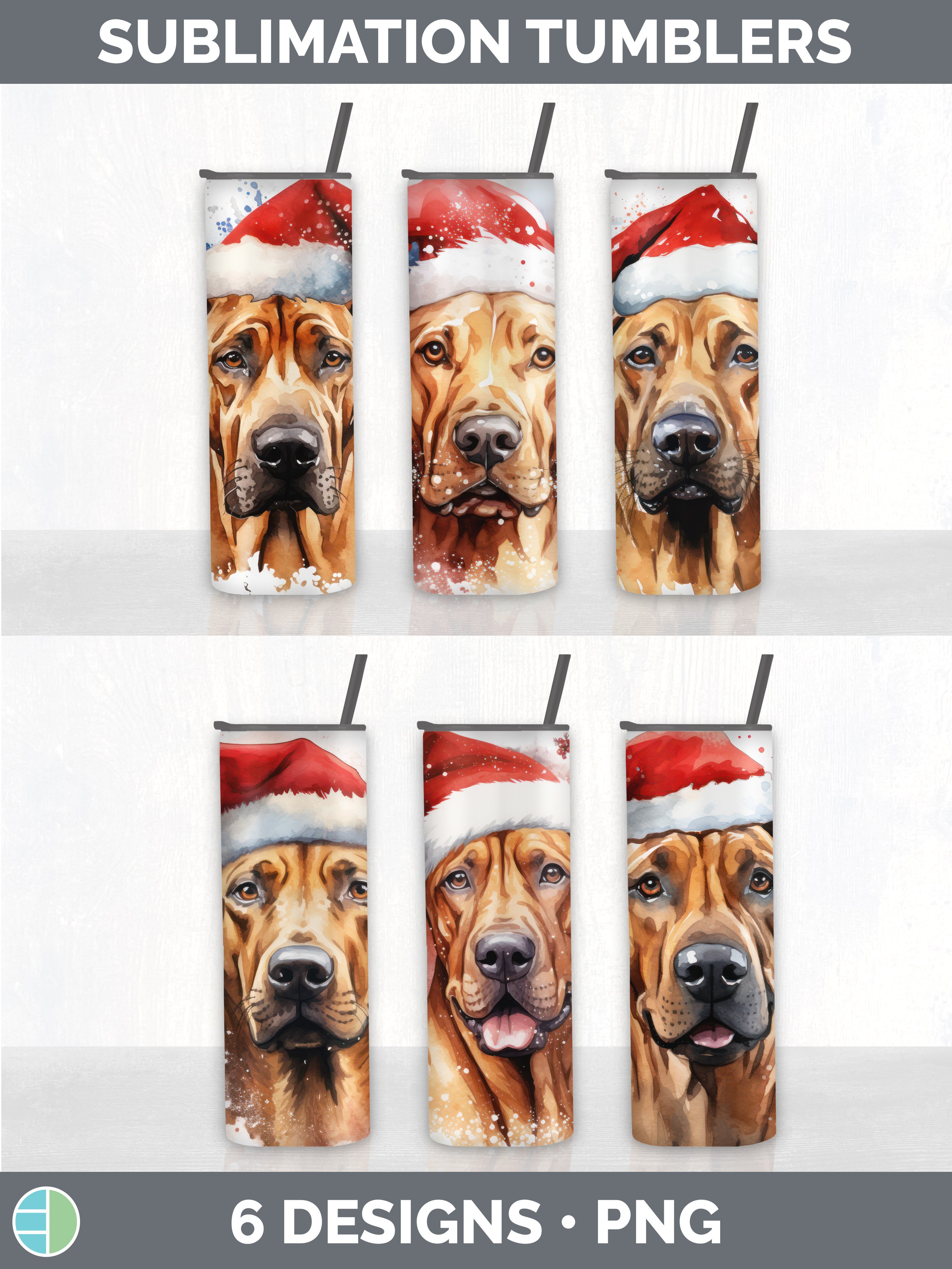 Christmas Santa Hat Rhodesian Ridgeback Dog Tumbler | Sublim