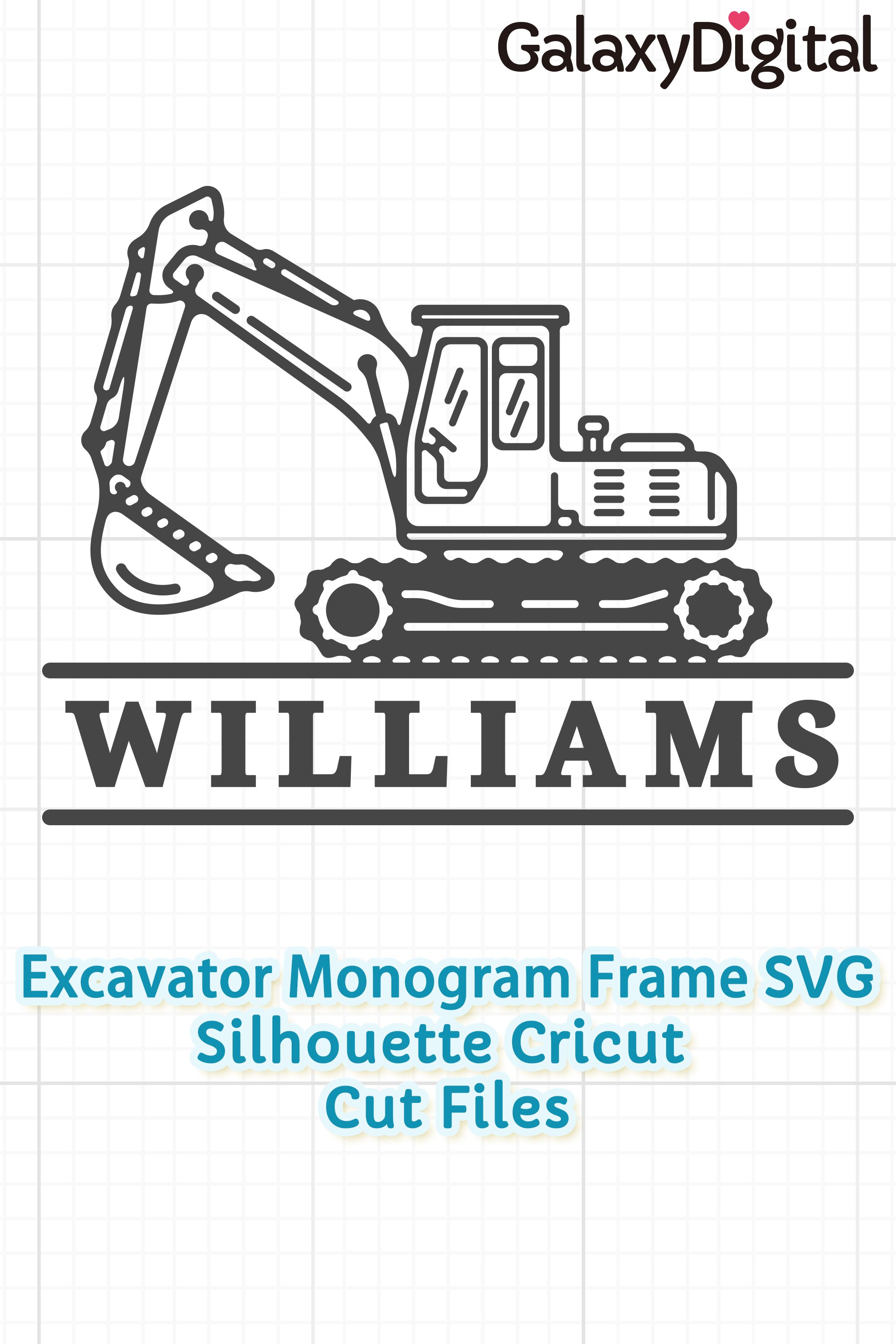 Simple Excavator Frame SVG, Digger Family Name SVG